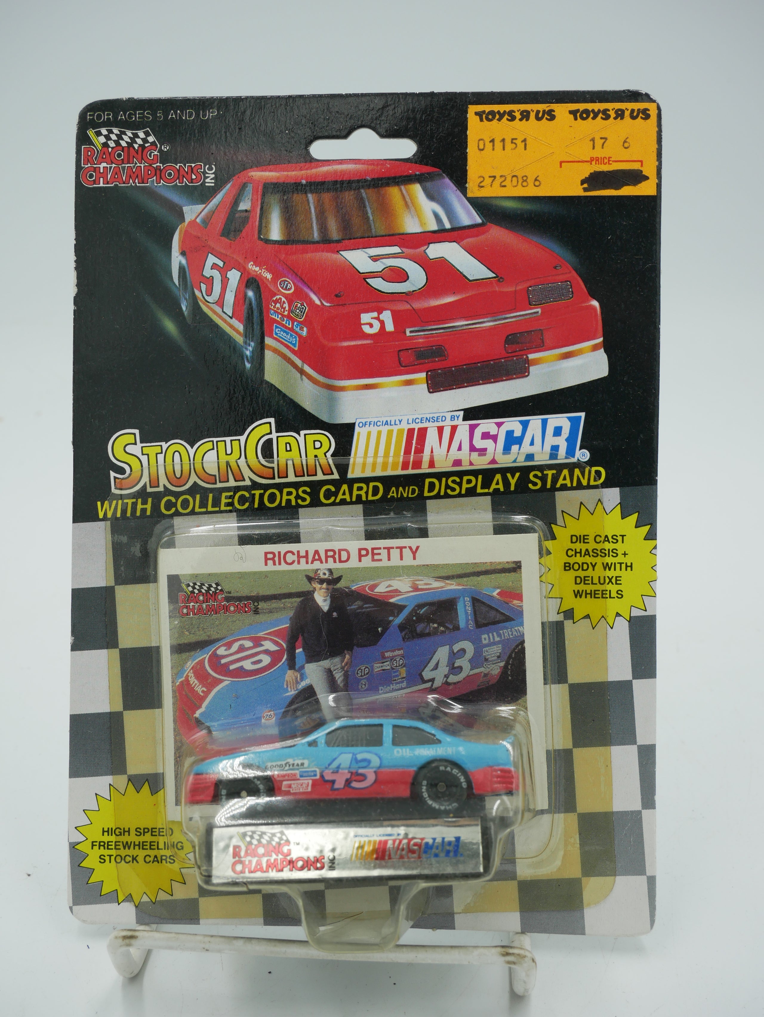 Racing Champions Nascar Stock Car With Collectors Card & Display Stand ...